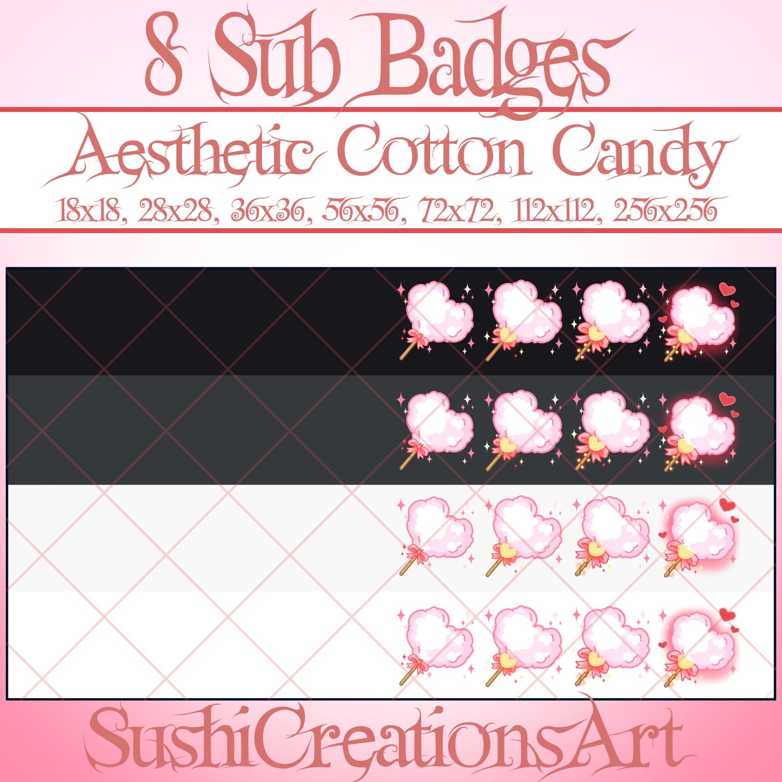 8 Aesthetic Cotton Candy Sub Badges Goals, Sugar Heart Lolly Candy Bit ...