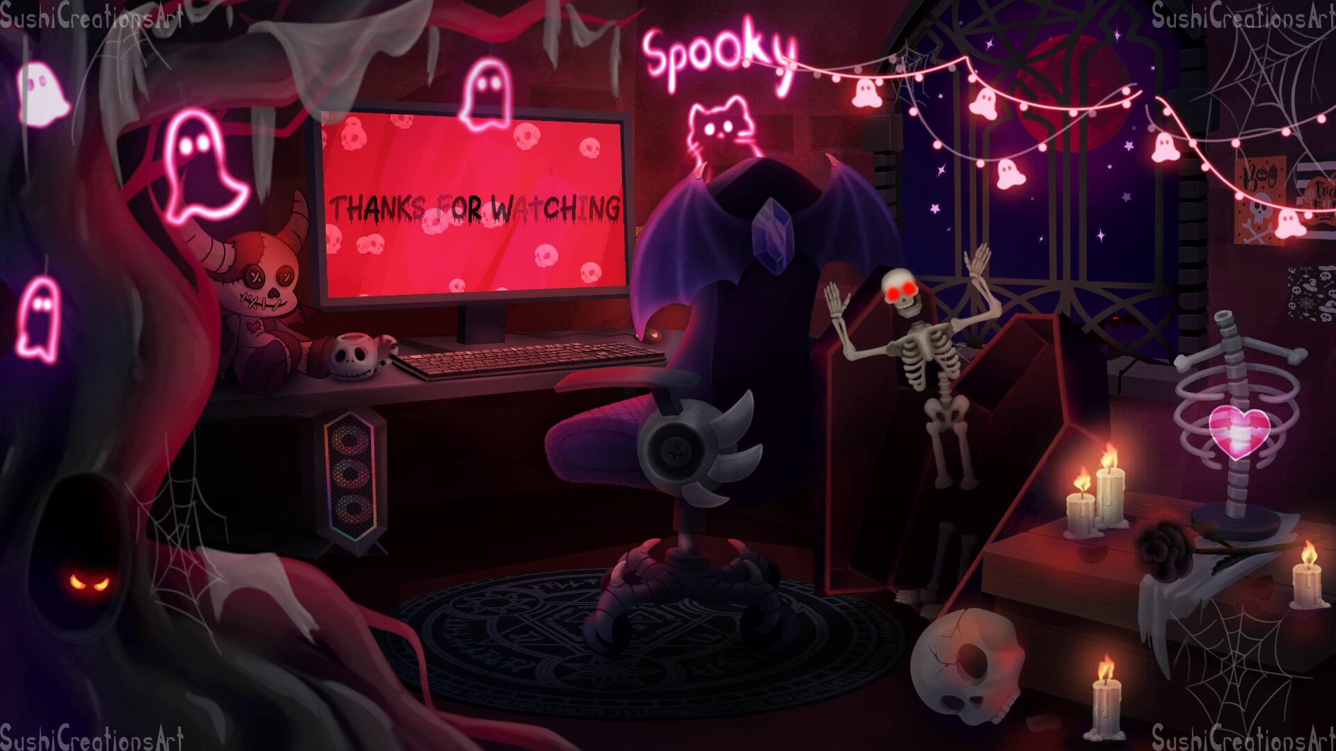 Animated Stream Screen: Creepy Halloween Room, Spooky Night Twitch ...