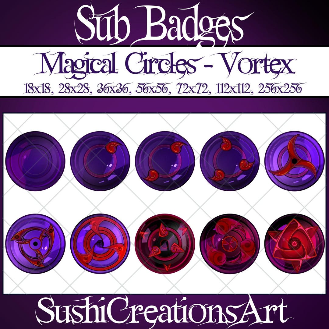 10 Magical Circles Vortex Twitch Sub Badges, Gothic Shinobi Eyes Bit ...