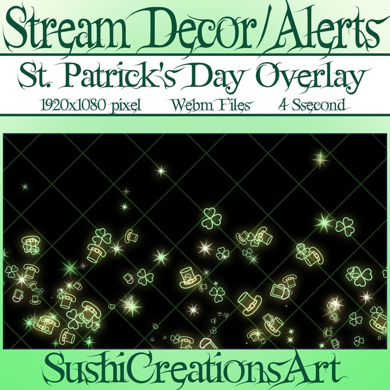 2 Animated Stream Decoration: Cute Neon Green St. Patrick's Day Light ...