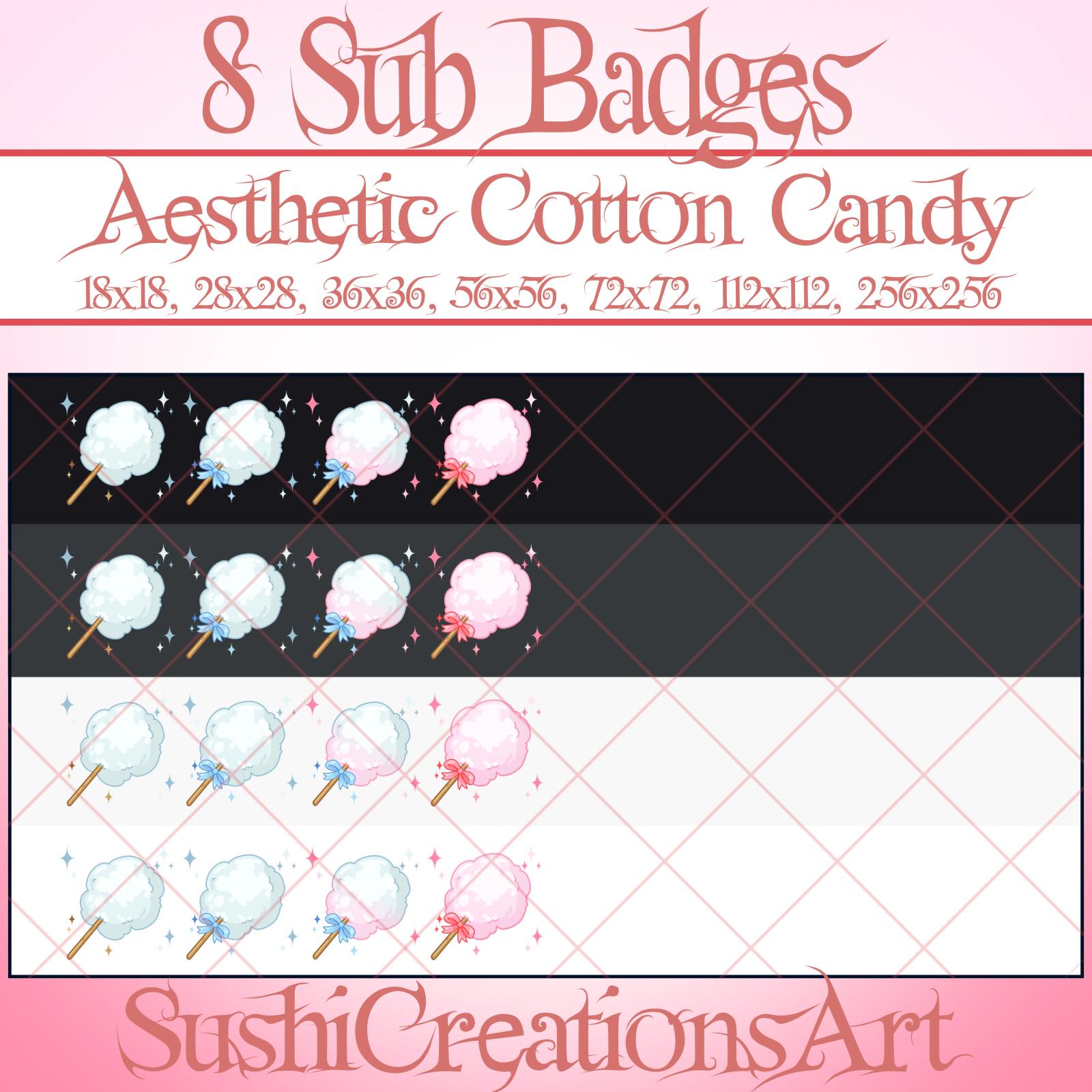 8 Aesthetic Cotton Candy Sub Badges Goals, Sugar Heart Lolly Candy Bit ...