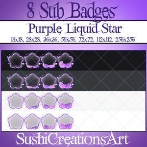 8 Purple Liquid Star, Moon Sakura Flower Sub Badges Goals, Shining ...