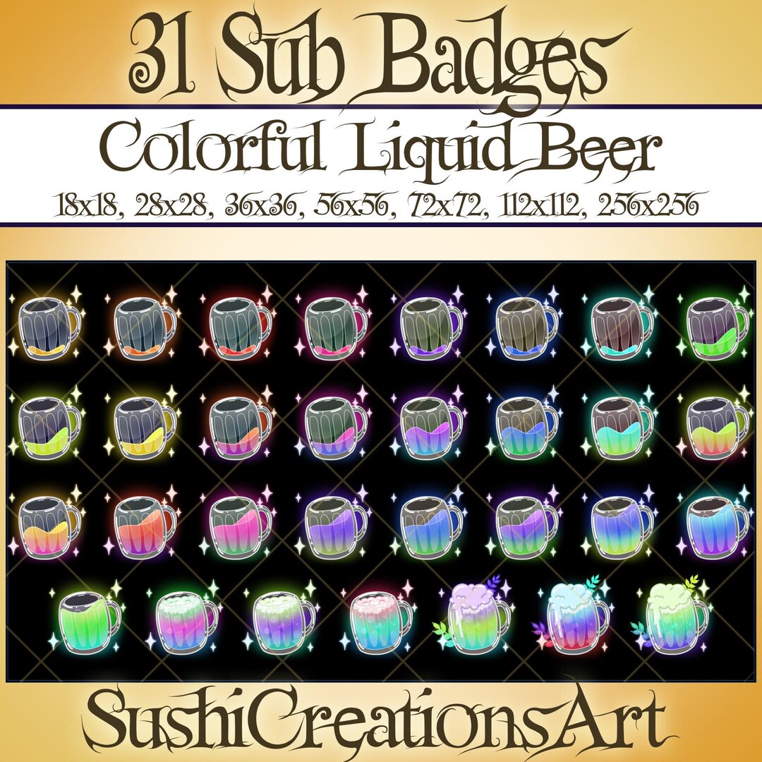 Kawaii Beer Mug Twitch Sub Badges, Beer Glass Bit, Tavern Alcohol Grog ...