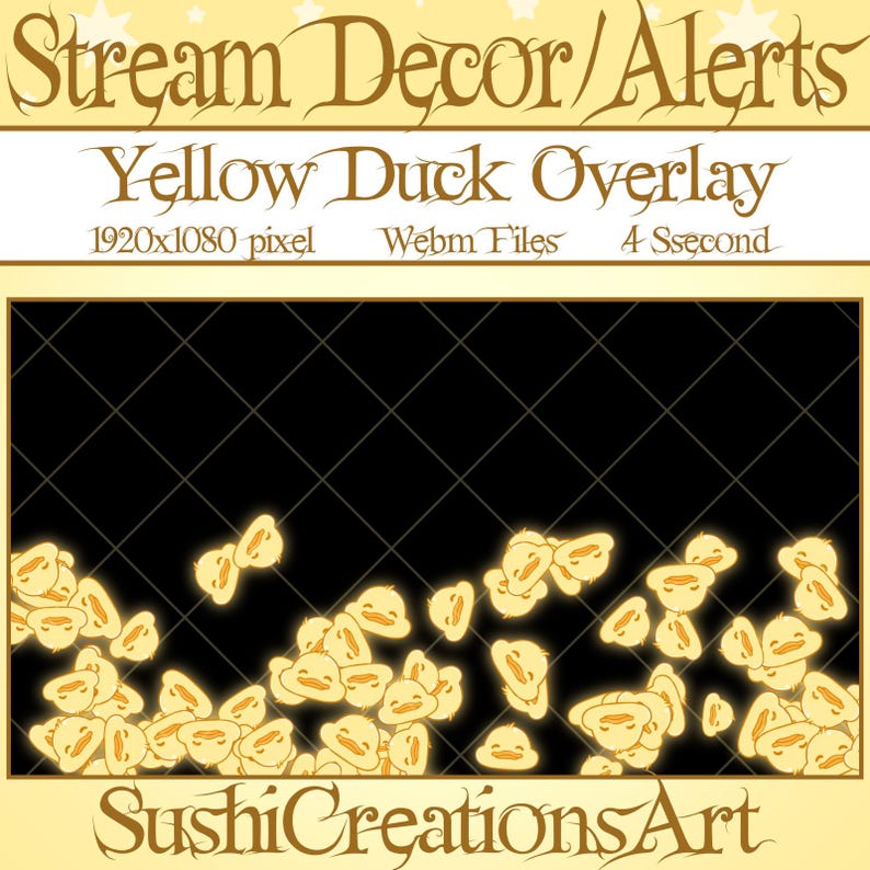 3 Animated Stream Decoration: Kawaii Yellow Duck Falling Twitch Overlay ...