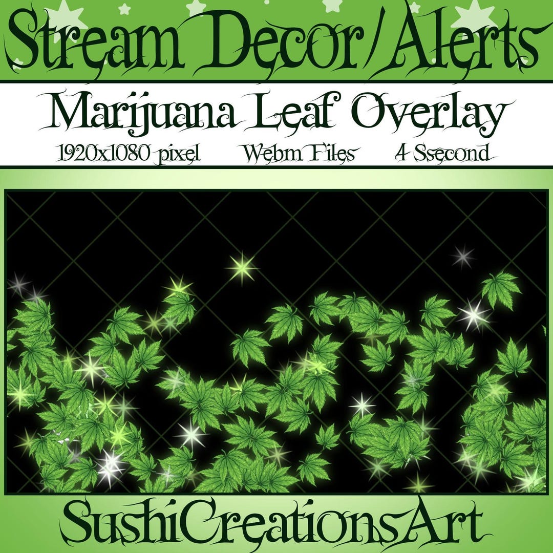 3 Animated Stream Decoration: Marijuana Leaf Confetti Twitch Overlay ...