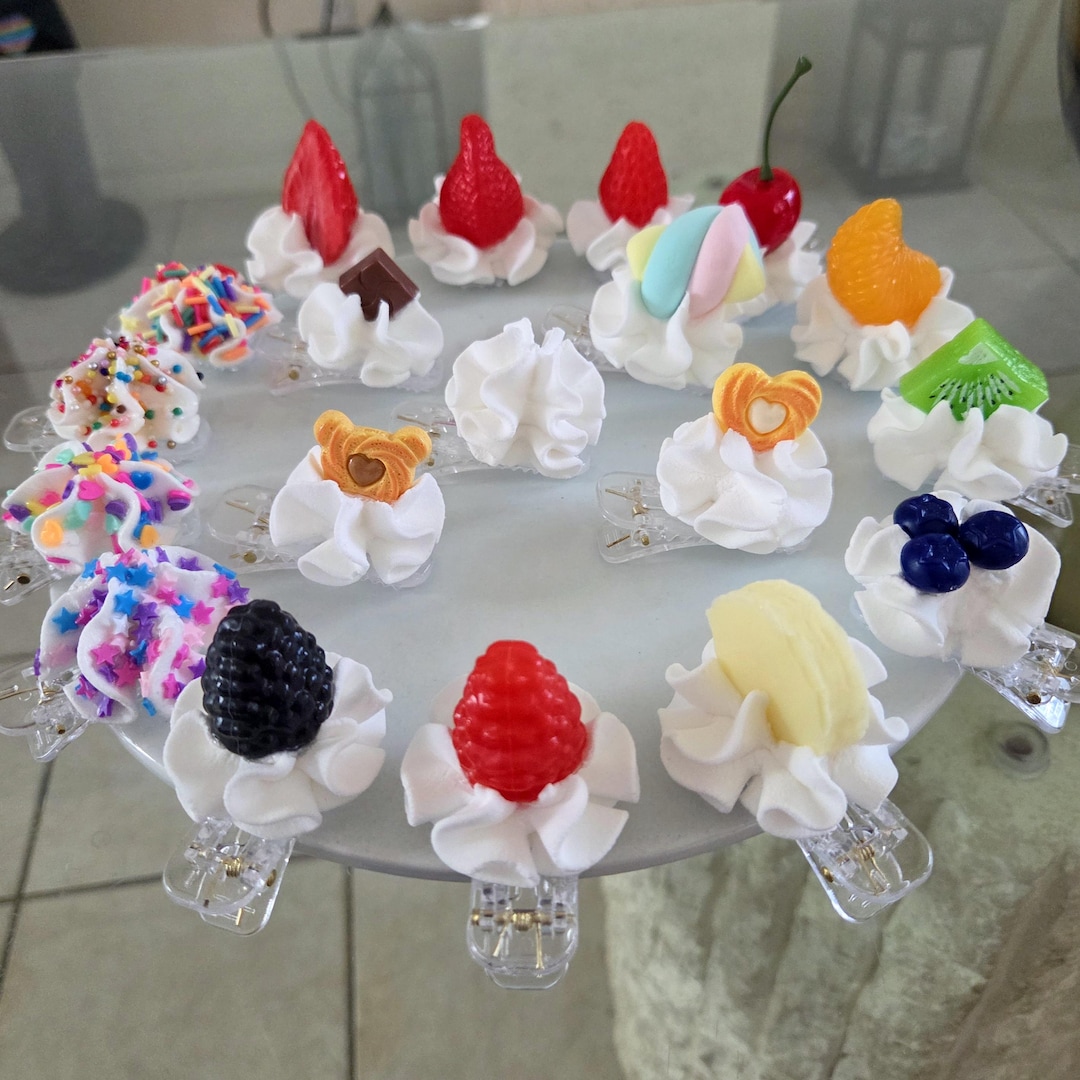 Whipped Cream and Fruit Hair Clips! - Etsy