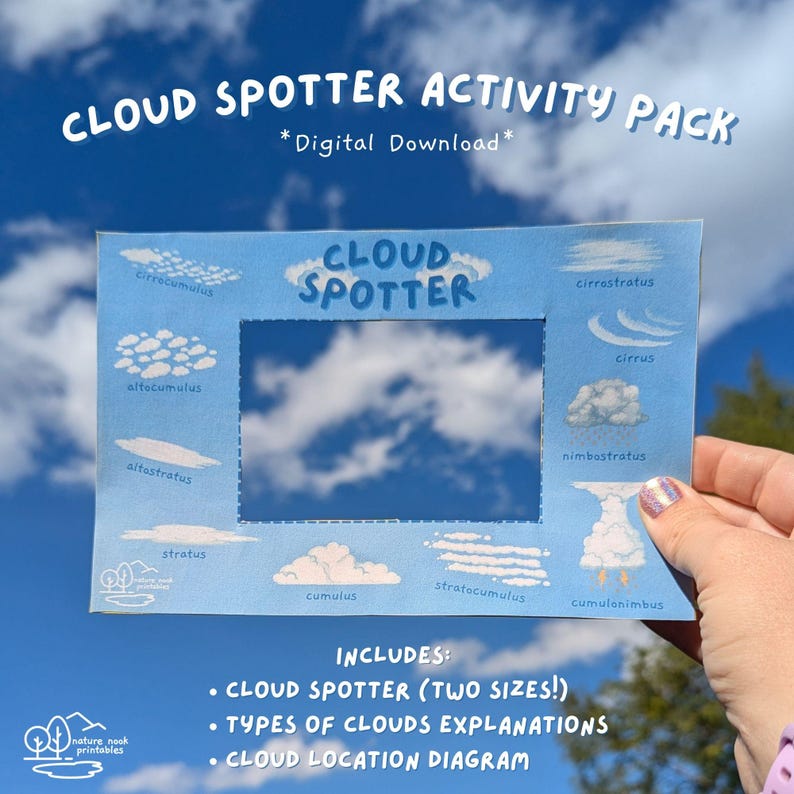 Cloud Spotter Activity, Cloud Types, Printable Outdoor Scavenger Hunt ...