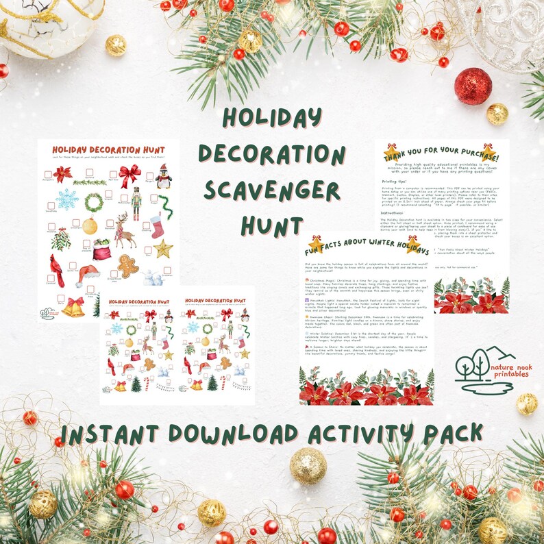 Christmas Scavenger Hunt Holiday Game, Outdoor Printable Treasure Hunt ...