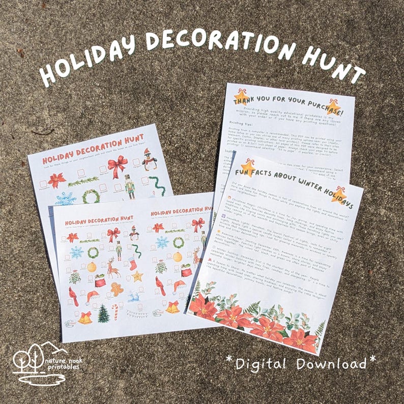 Christmas Scavenger Hunt Holiday Game, Outdoor Printable Treasure Hunt ...
