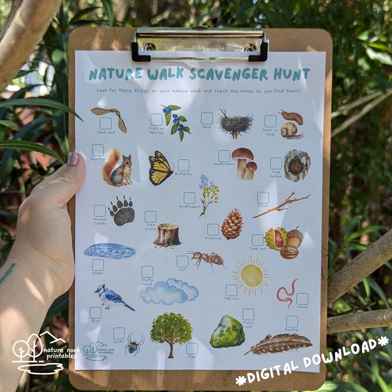 Nature Walk Scavenger Hunt Printable Activity, Nature Printable ...