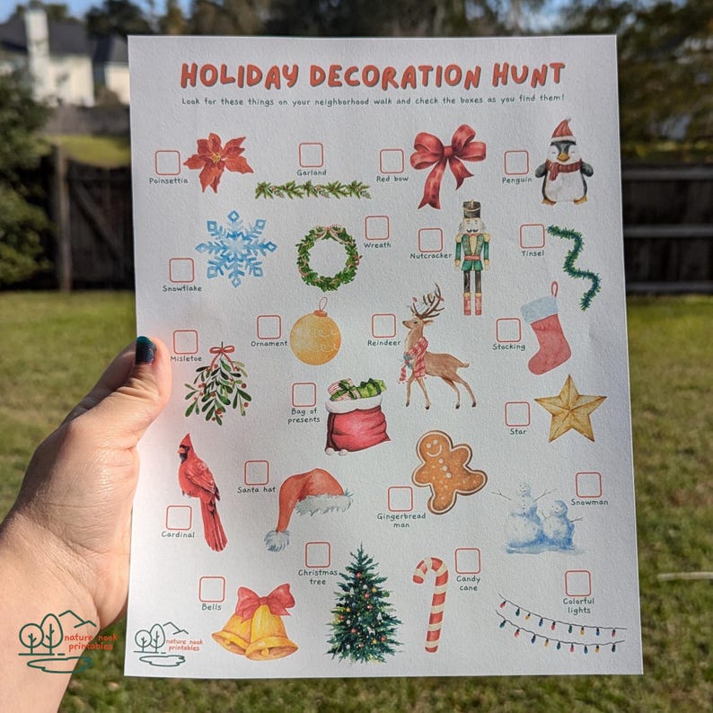 Christmas Scavenger Hunt Holiday Game, Outdoor Printable Treasure Hunt ...