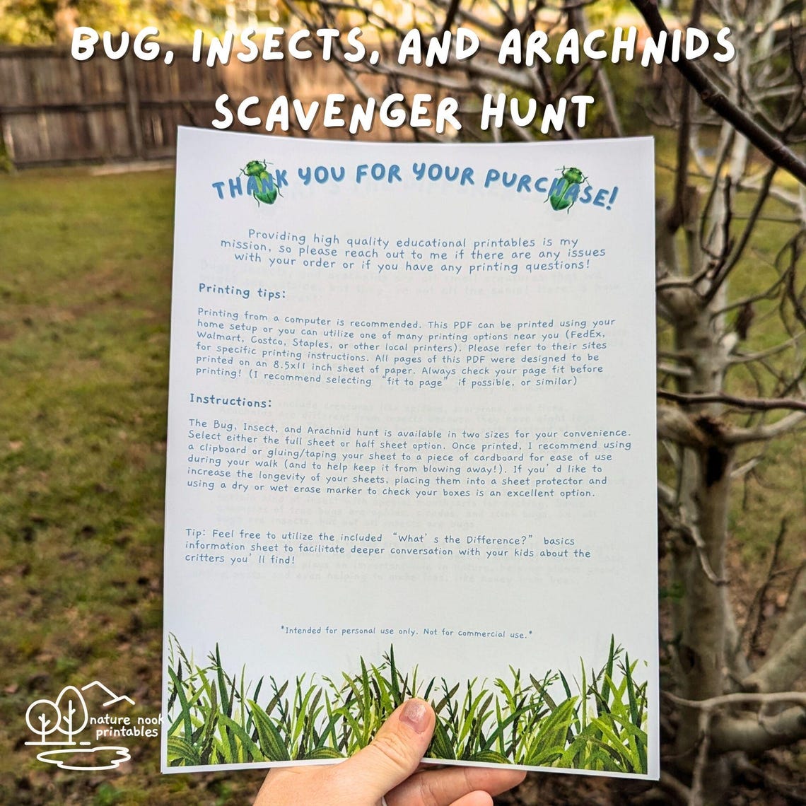 Bug Insect and Arachnid Scavenger Hunt, Printable Camping Games ...