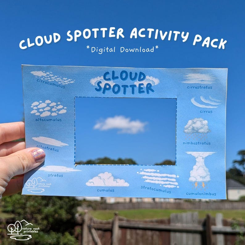 Cloud Spotter Activity, Camping Games for Kids, Scavenger Hunt, Camping ...