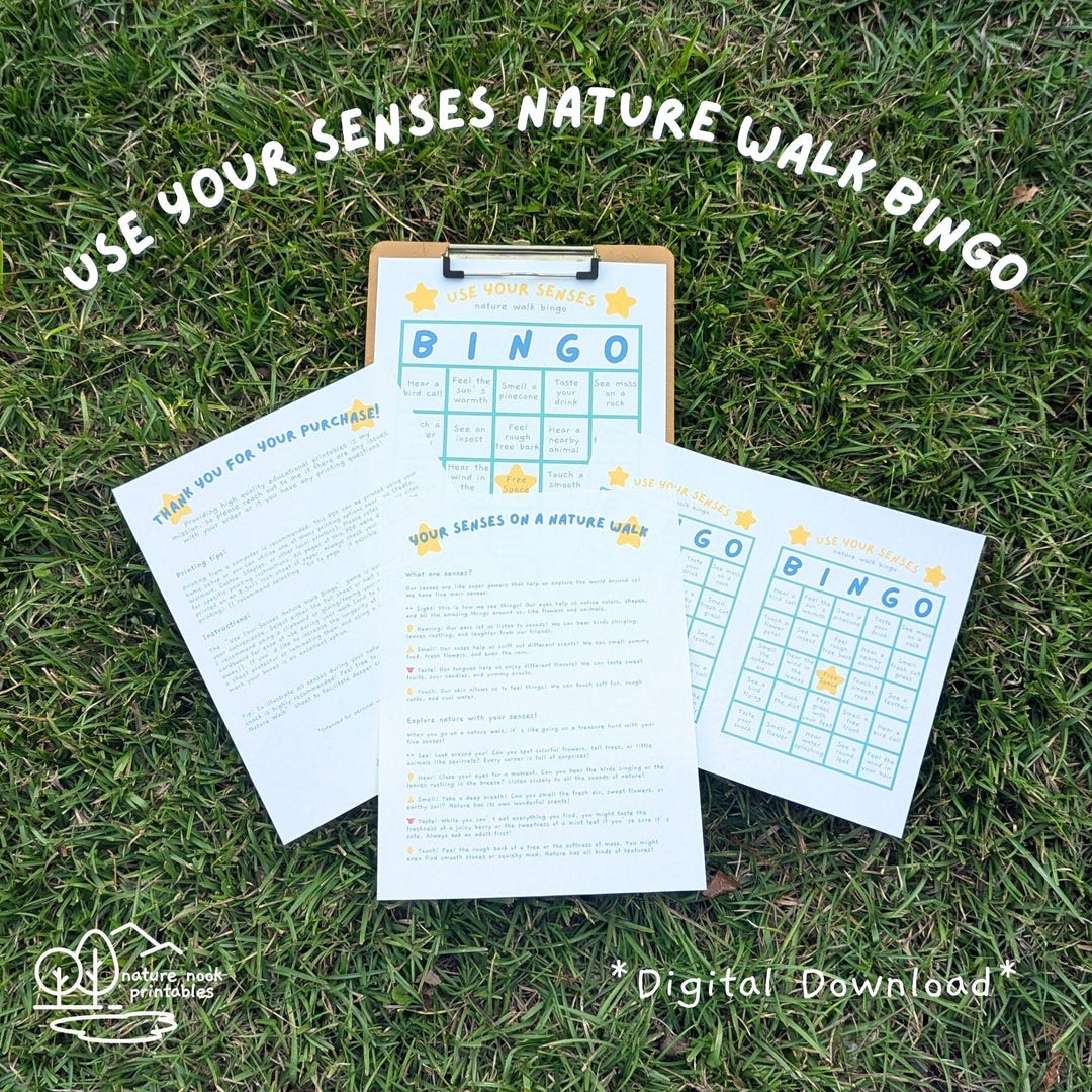 Outdoor Sensory Activity Bingo, Nature Walk Scavenger Hunt, Homeschool ...