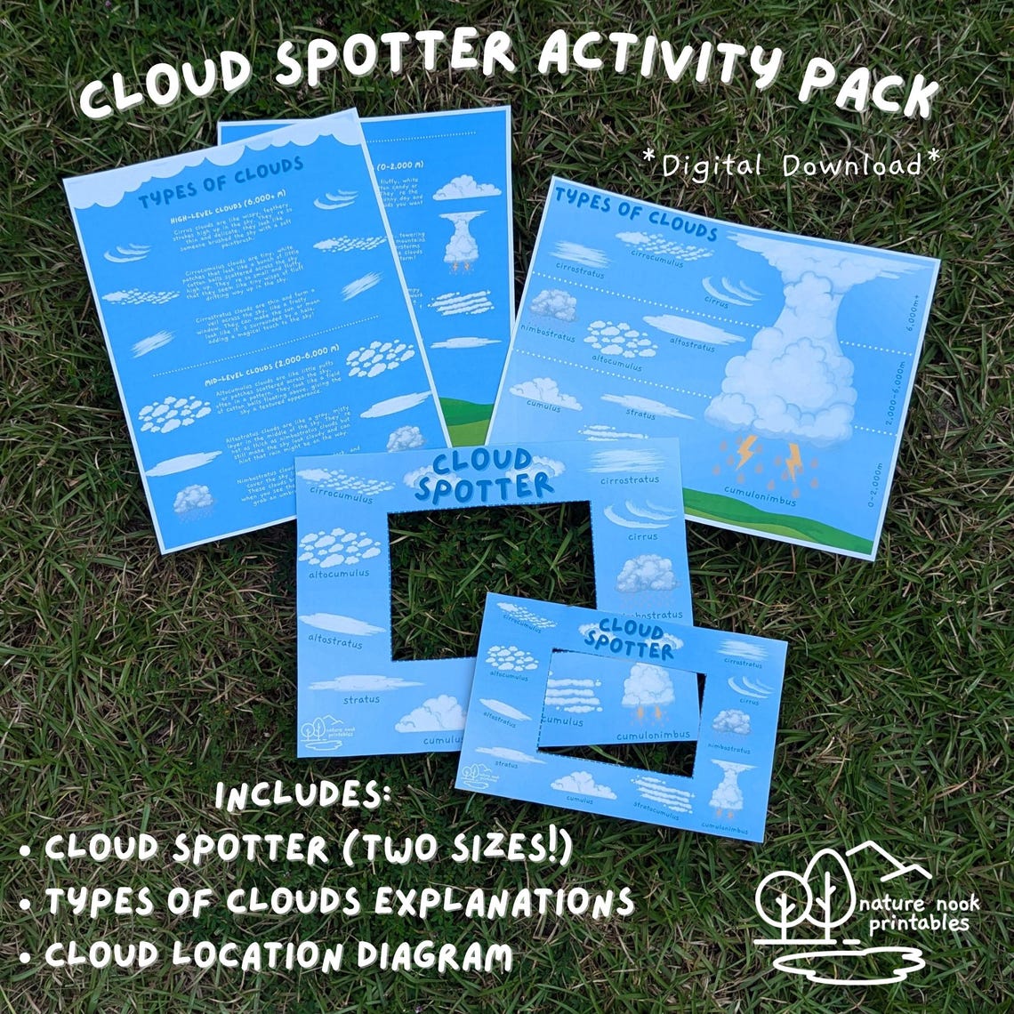 Cloud Spotter Activity, Camping Games for Kids, Scavenger Hunt, Camping ...