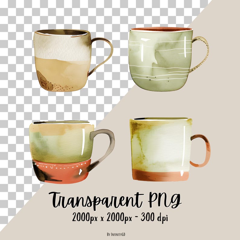 Boho Coffee Mug Clipart | 30 Watercolor Pngs (digital Download) - Etsy