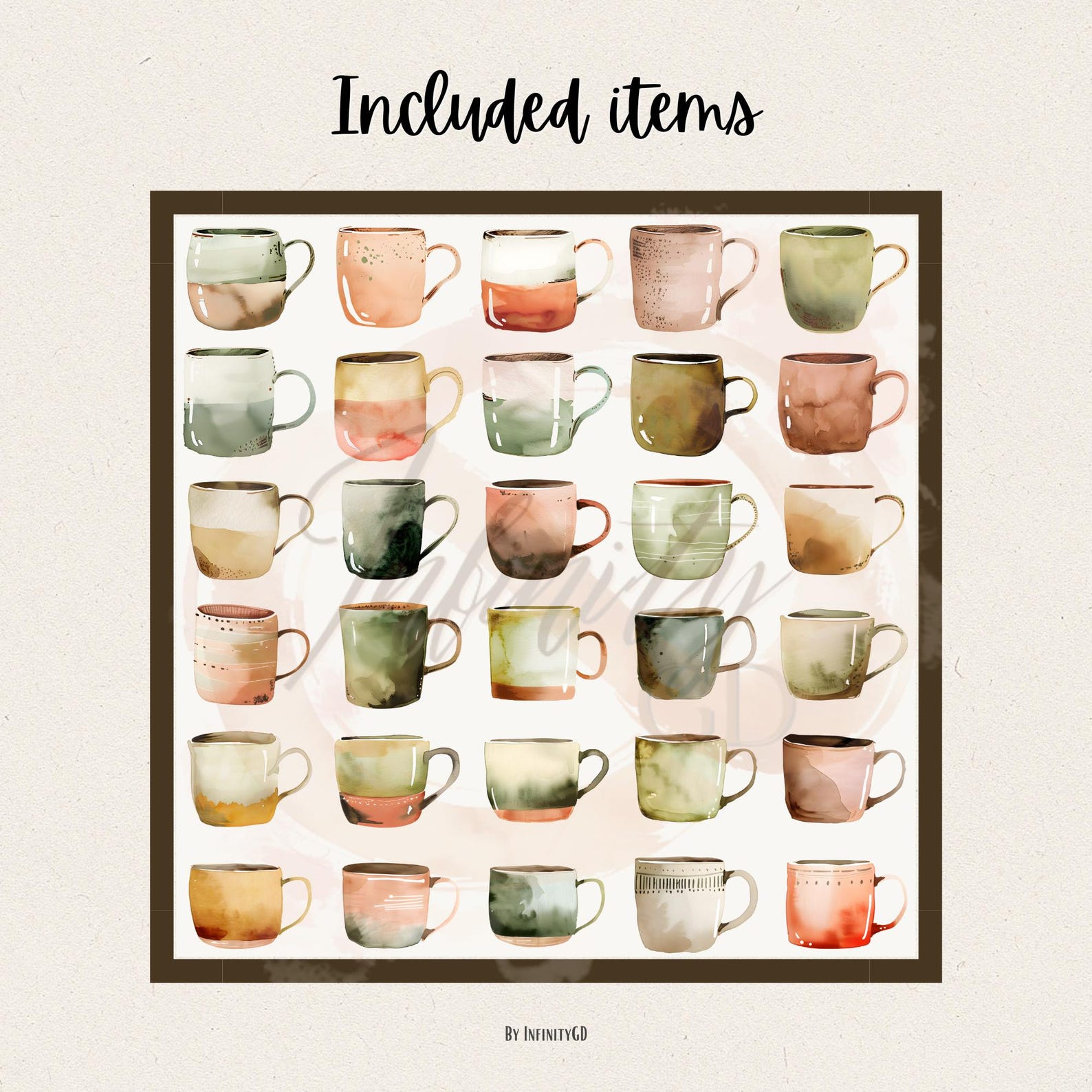 Boho Coffee Mug Clipart | 30 Watercolor Pngs (digital Download) - Etsy