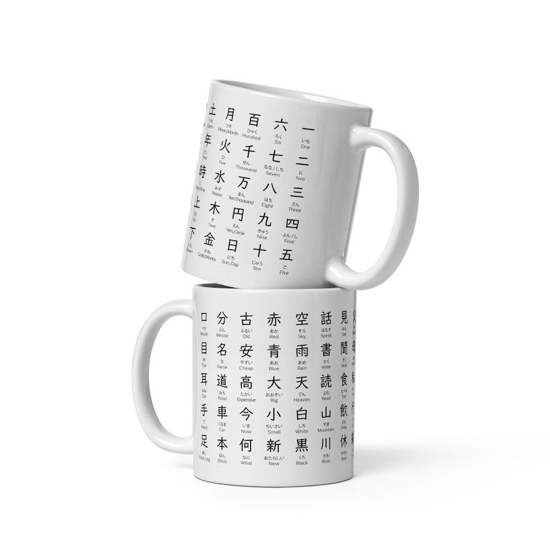 Japanese Kanji Learning Mug – Beginner Kanji With Pronunciation ...