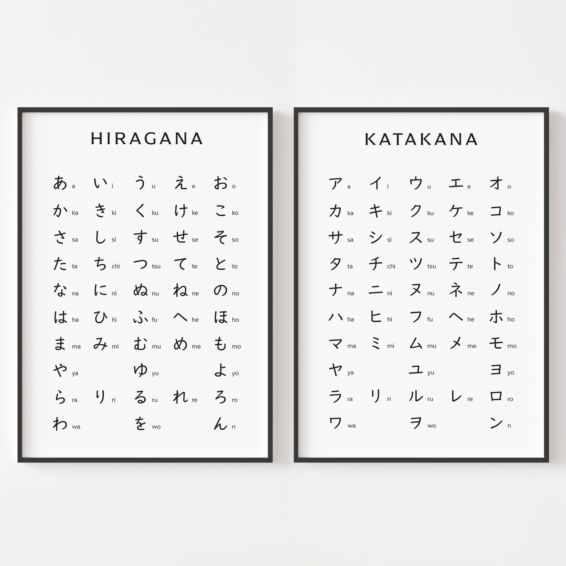 Hiragana Katakana Chart Poster Set - Instant Download Printable Wall Art - Minimalist Japanese ...