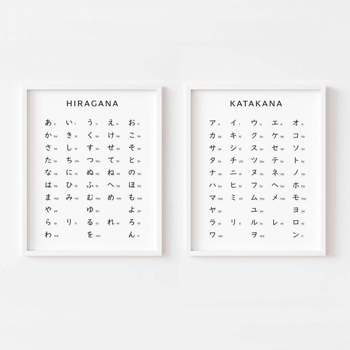 Hiragana Katakana Chart Poster Set - Instant Download Printable Wall Art - Minimalist Japanese ...