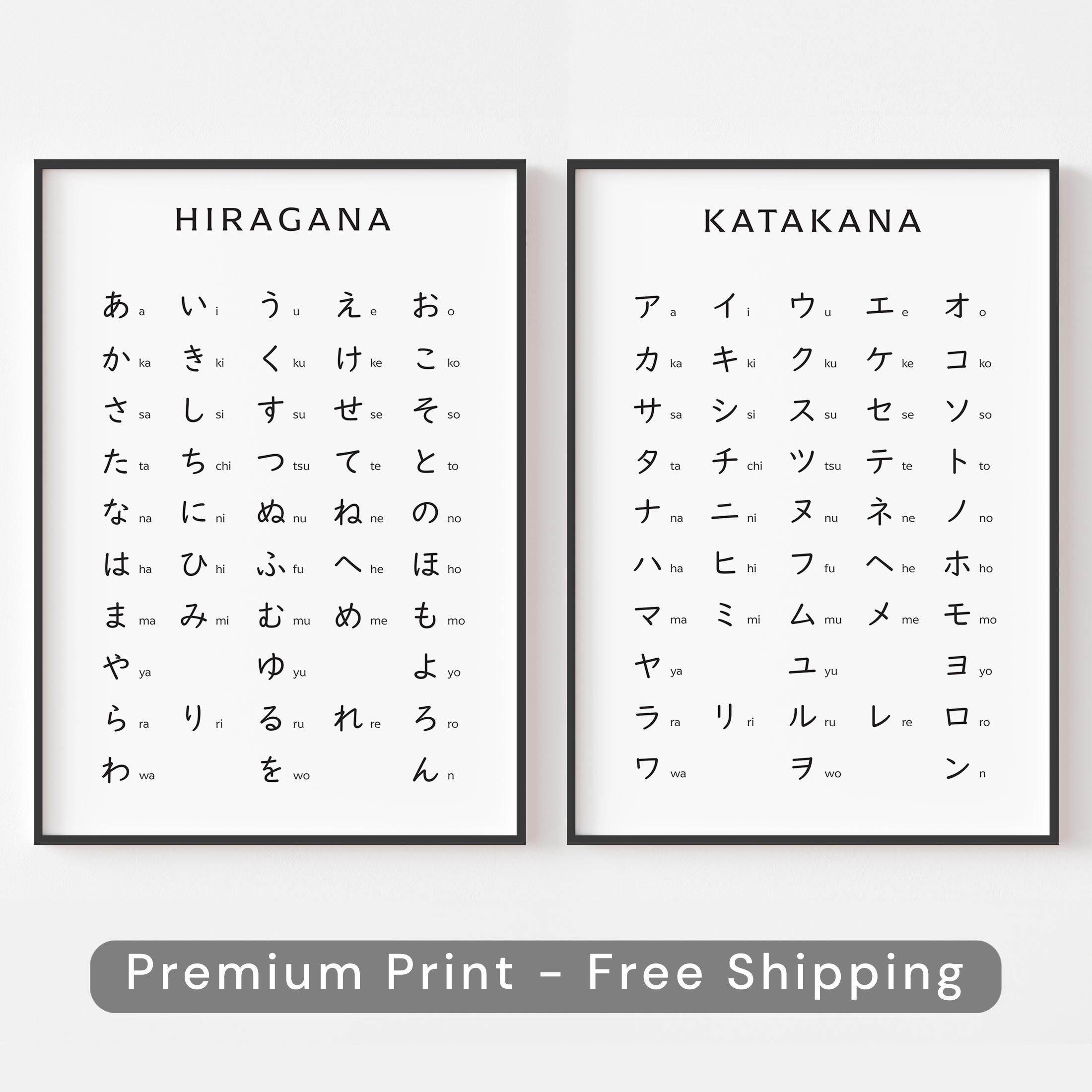 Hiragana & Katakana Chart Poster Set Japanese Language Learning ...