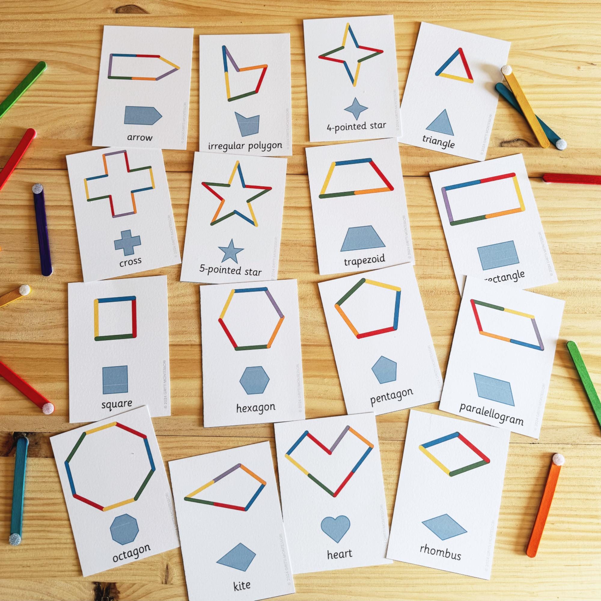 Popsicle Sticks Shapes Activity Cards | Toddlers, Preschoolers ...