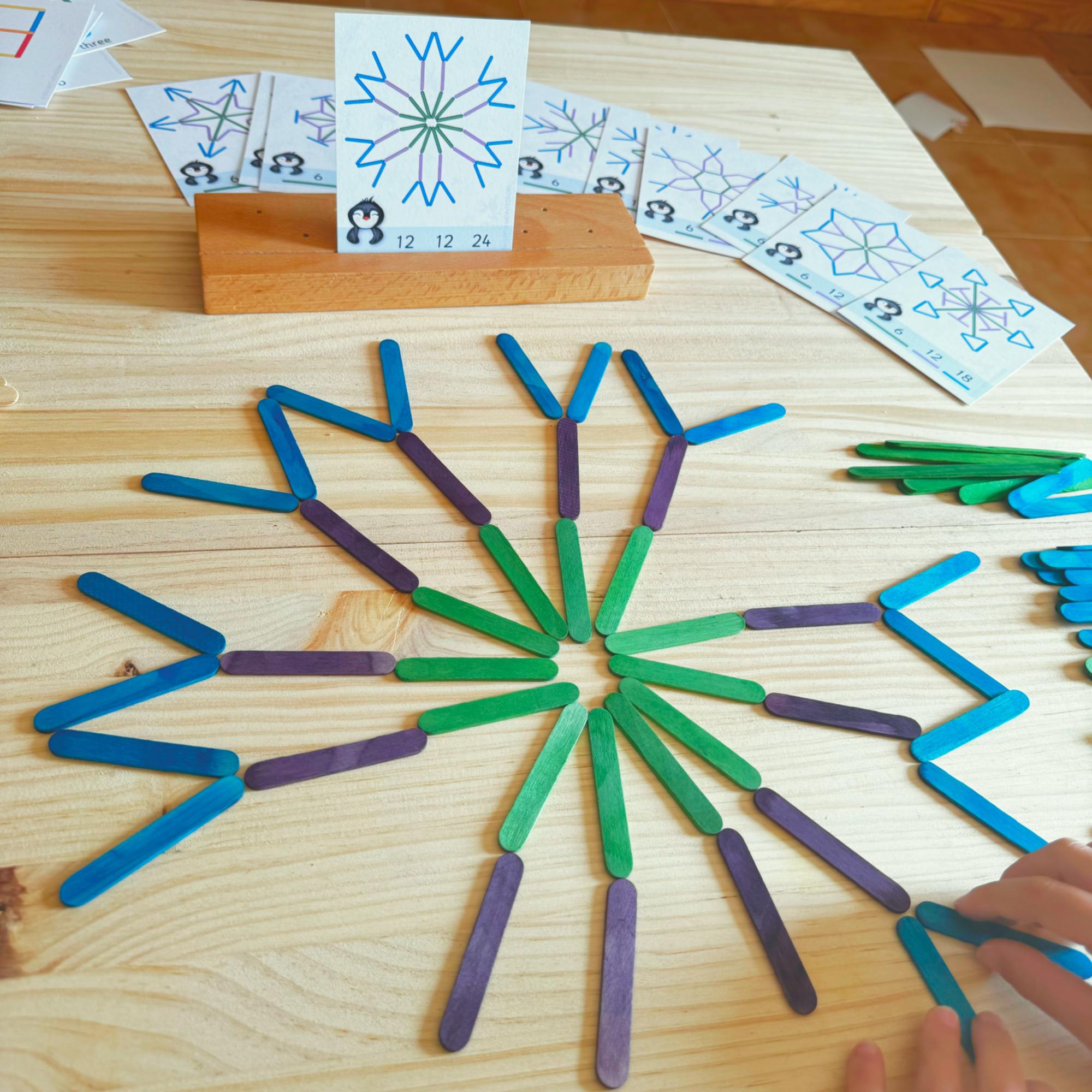 Snowflake Popsicle Sticks Shapes Activity Cards | Toddlers ...