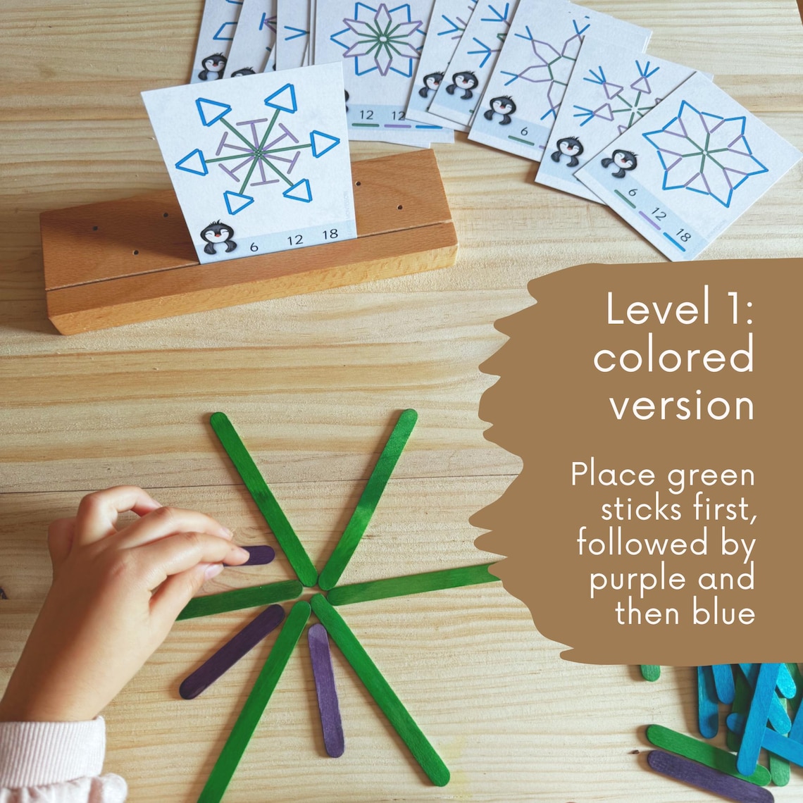 Snowflake Popsicle Sticks Shapes Activity Cards | Toddlers ...