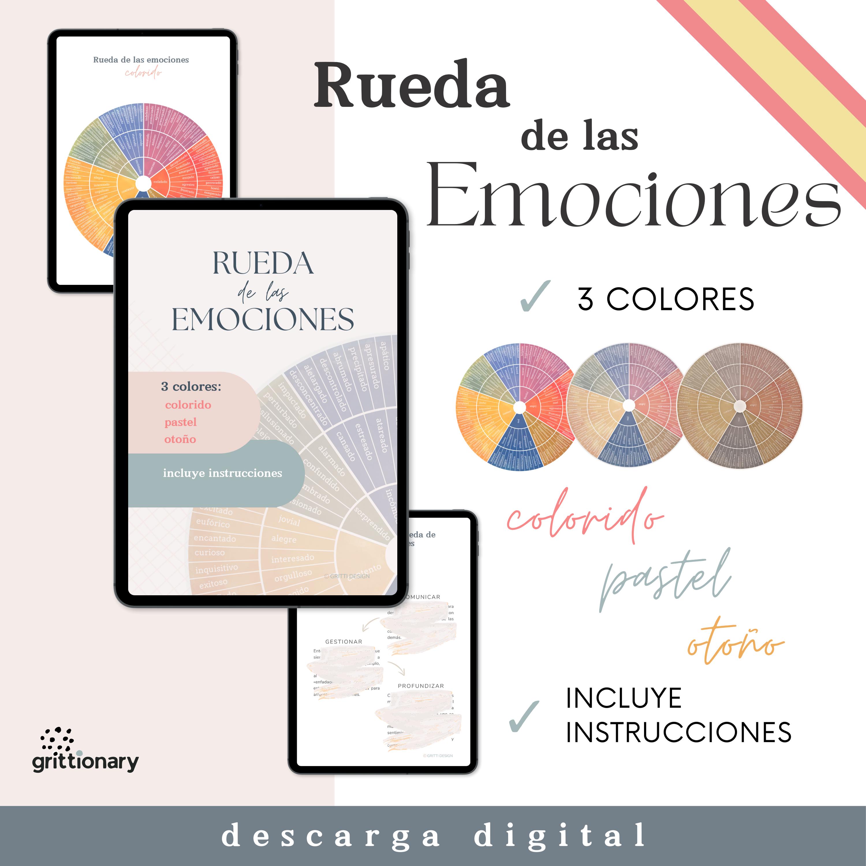 Emotions Wheel in SPANISH | Printable Digital Download | Feelings Wheel ...