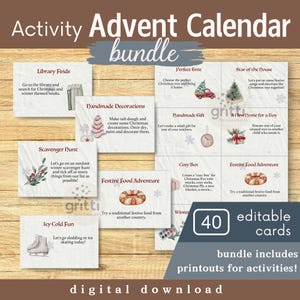 40 Editable Activity Advent Calendar Cards | Winter Activity Bundle ...