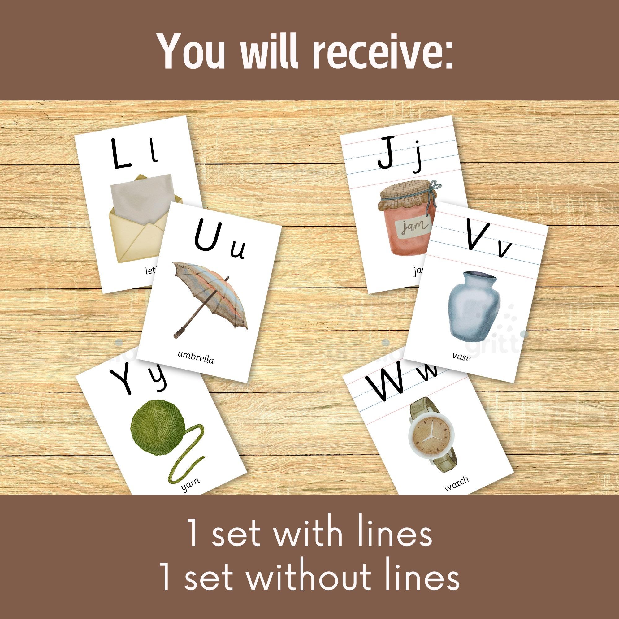 Alphabet Cards | D'nealian Font Montessori Print | ABC Flashcards - Etsy