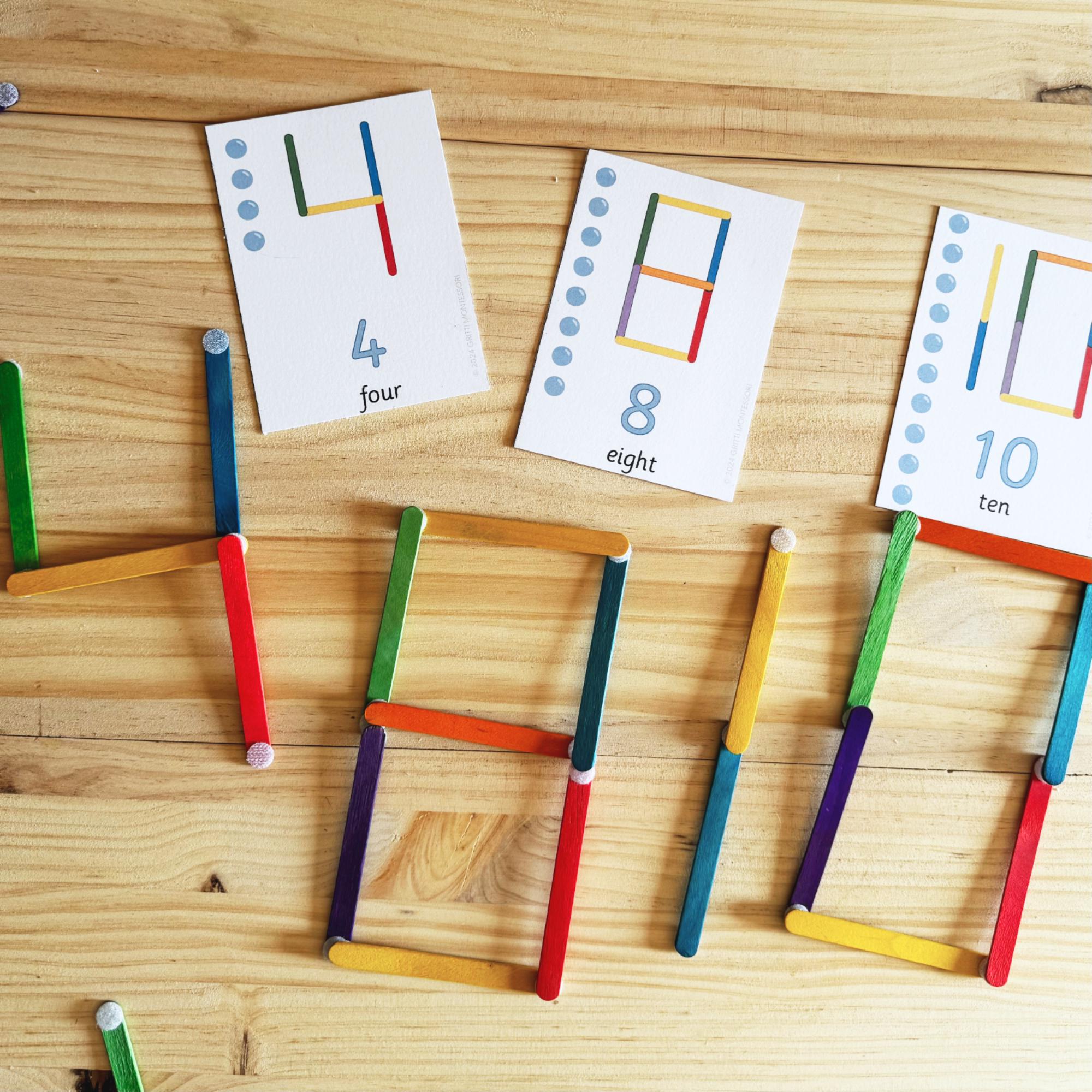 Popsicle Sticks Numbers Activity Cards | Toddlers, Preschoolers ...