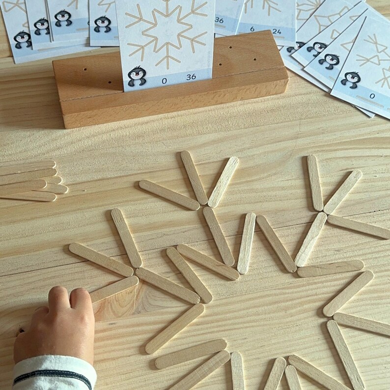Snowflake Popsicle Sticks Shapes Activity Cards | Toddlers ...
