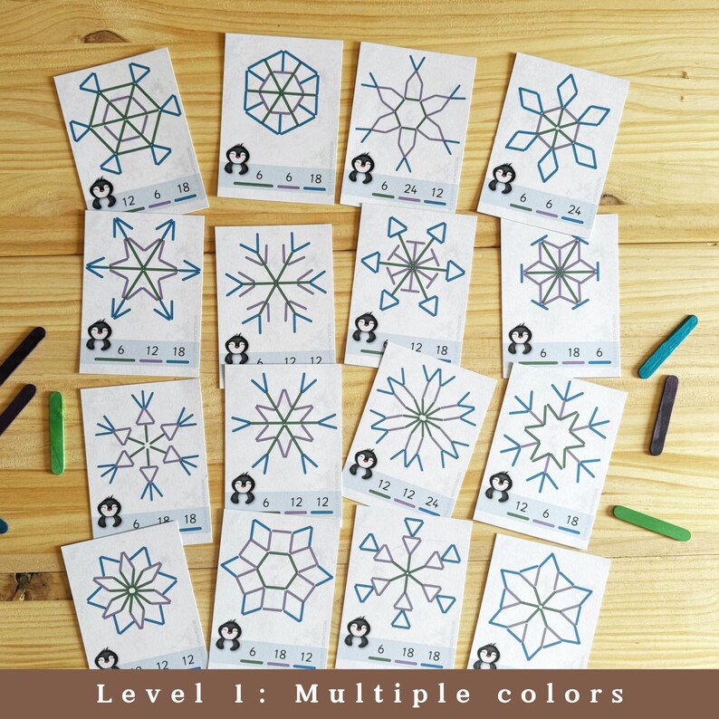 Snowflake Popsicle Sticks Shapes Activity Cards | Toddlers ...