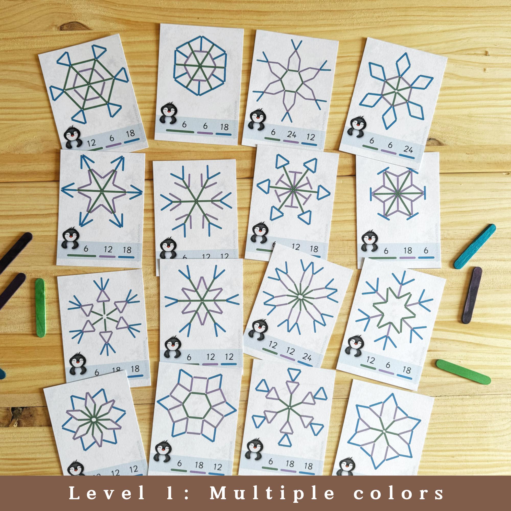 Snowflake Popsicle Sticks Shapes Activity Cards | Toddlers ...