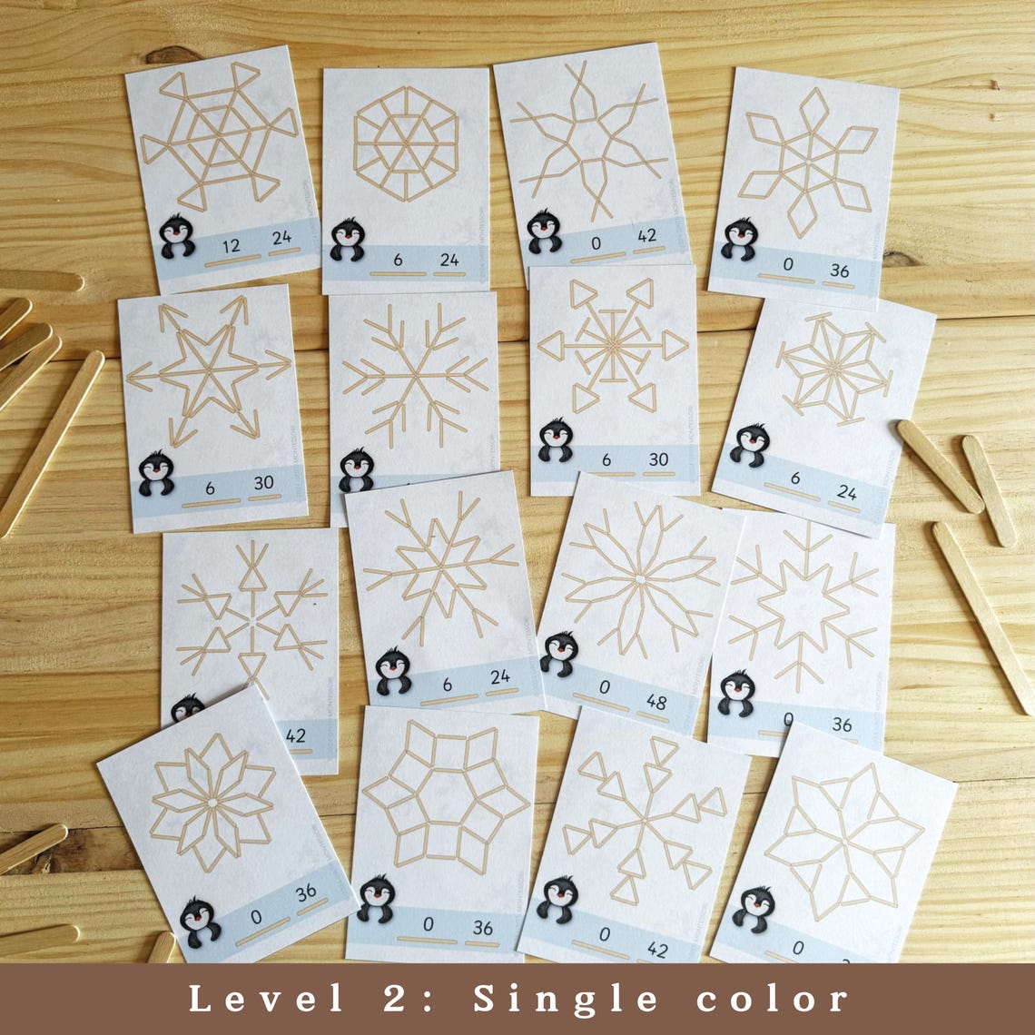 Snowflake Popsicle Sticks Shapes Activity Cards | Toddlers ...