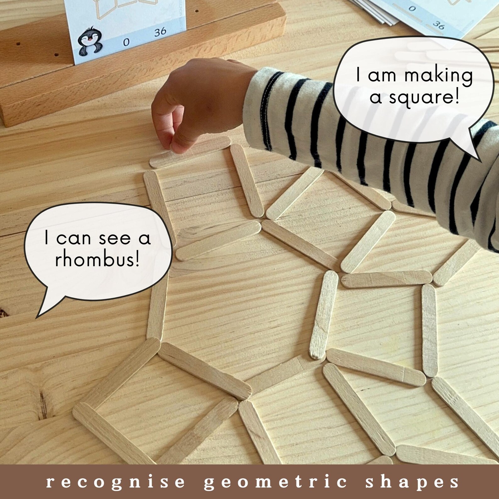 Snowflake Popsicle Sticks Shapes Activity Cards | Toddlers ...