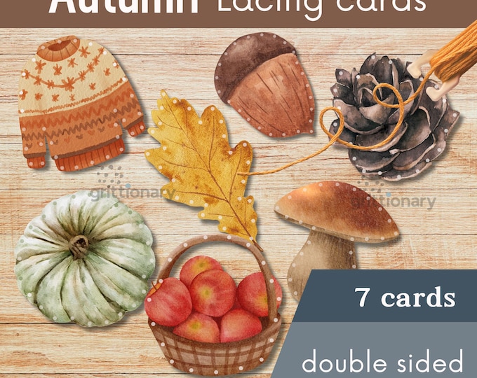 Fall Lacing Cards, Preschool Fine Motor Skill Activity, Fall Toddler ...