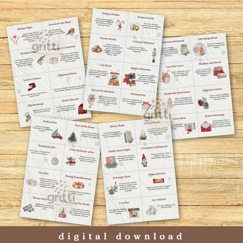 40 Editable Activity Advent Calendar Cards | Winter Activity Bundle ...