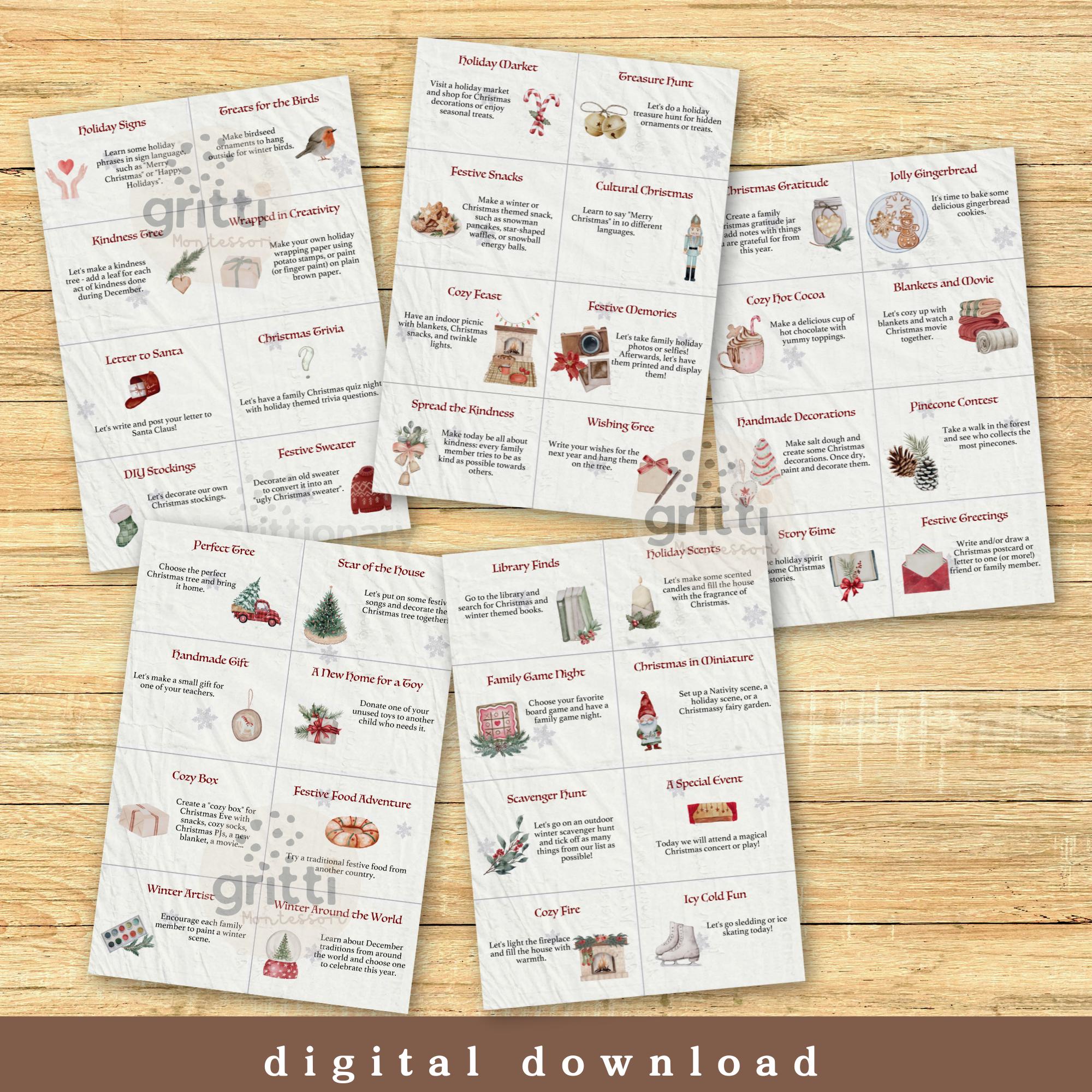 40 Editable Activity Advent Calendar Cards | Winter Activity Bundle ...