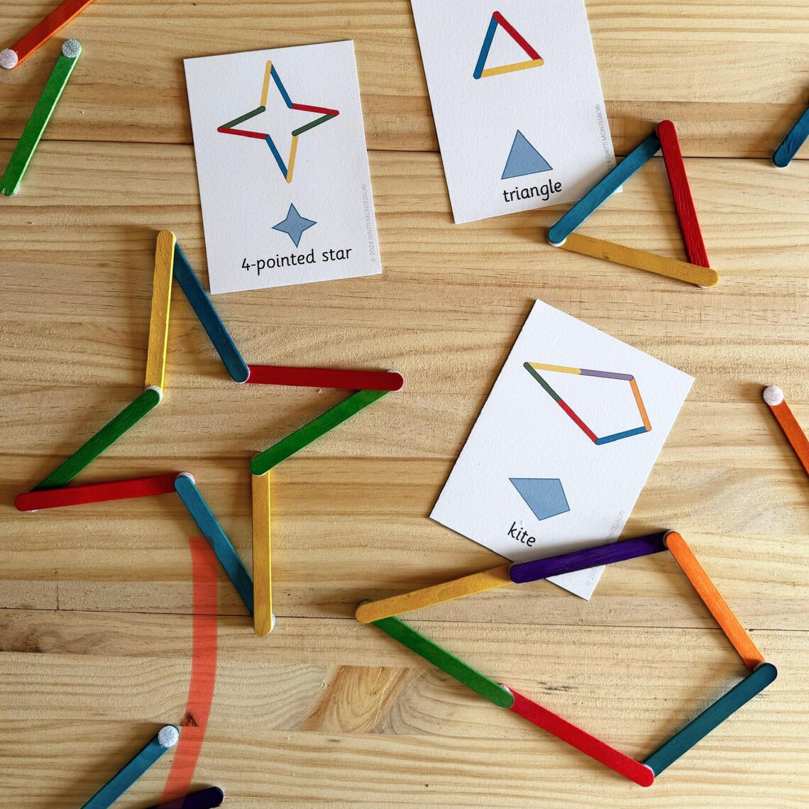 Popsicle Sticks Shapes Activity Cards | Toddlers, Preschoolers ...