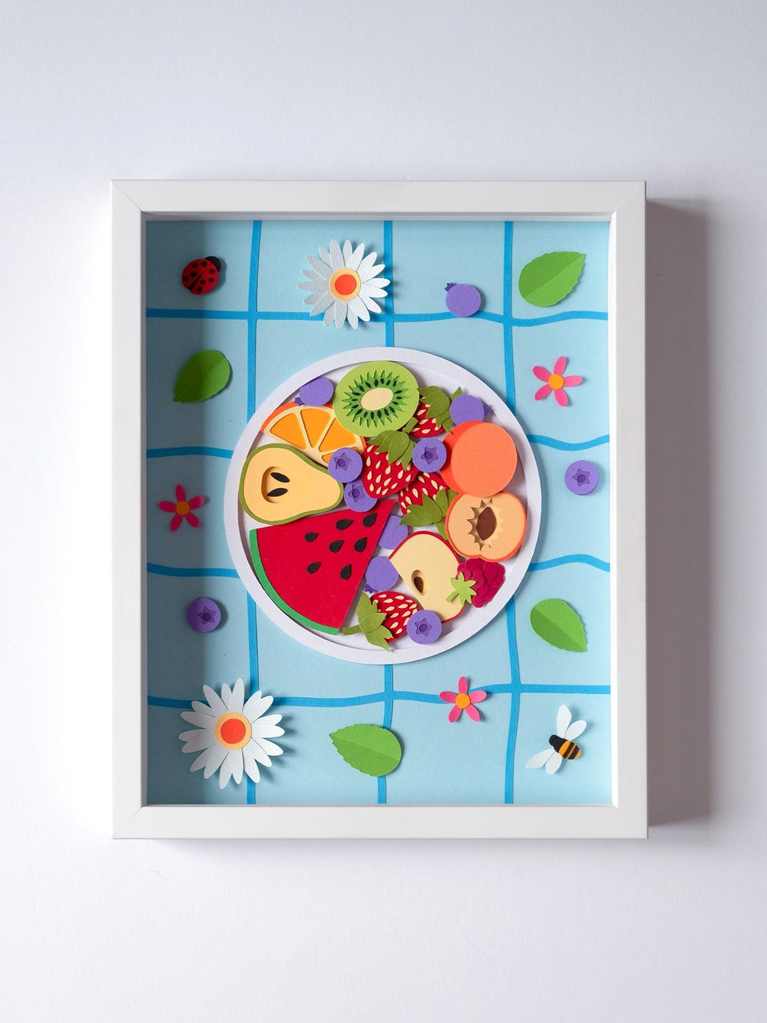 Handcrafted Framed Paper Art – Fruit Plate | Layered Paper Art, Wall ...