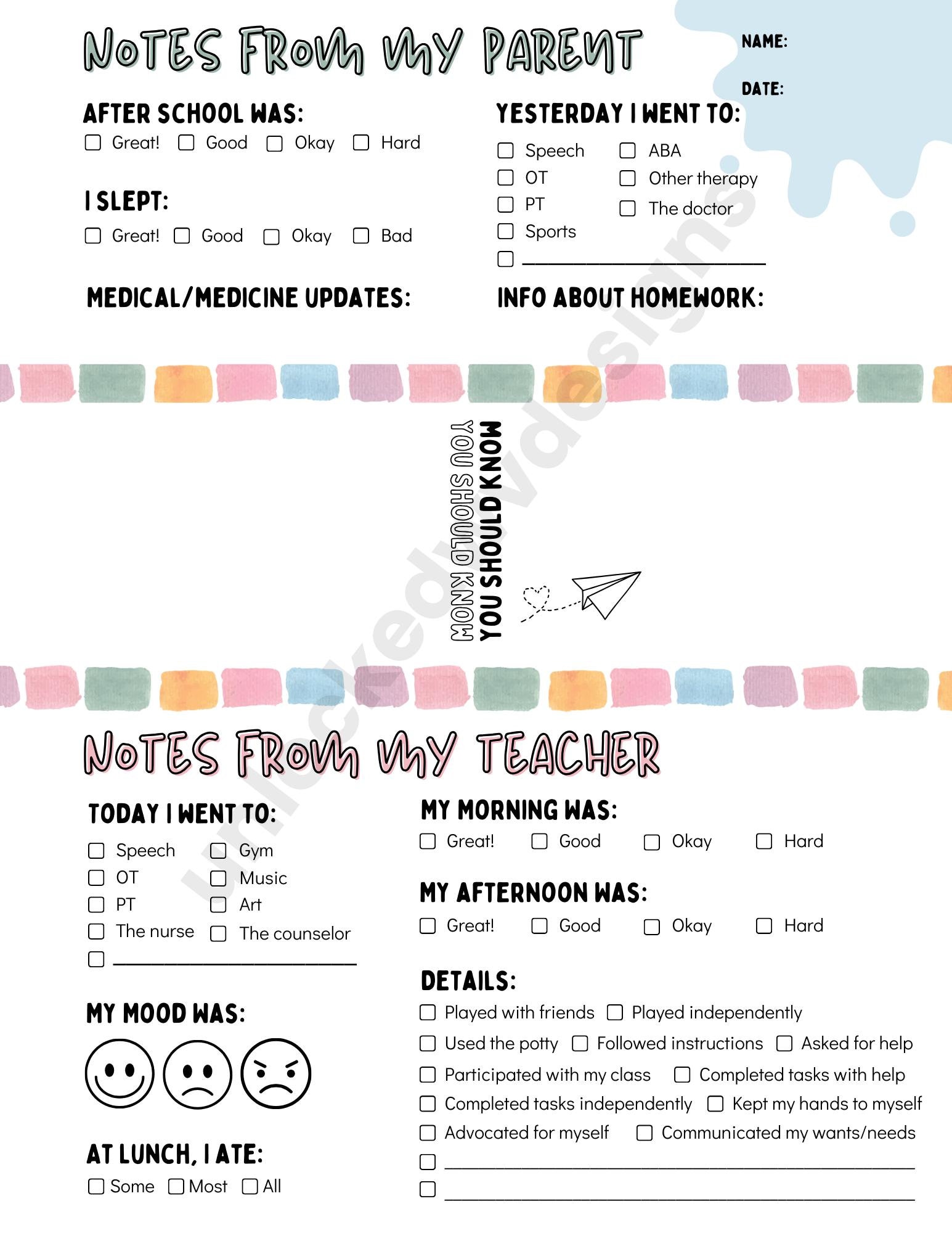 Note to School Template | School Note From Home | School Note | Note ...