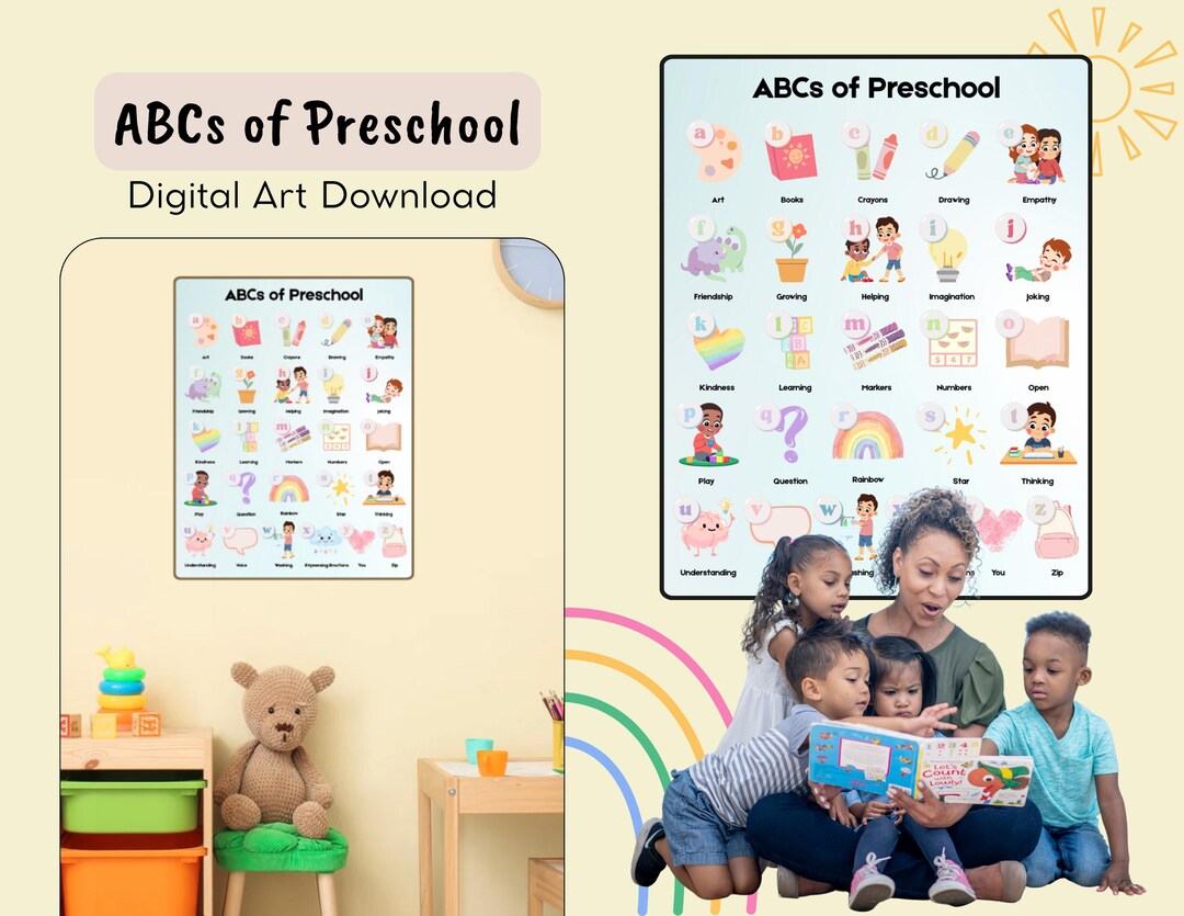 Preschool Abcs Art Print: Playroom Decor (digital Download) - Etsy