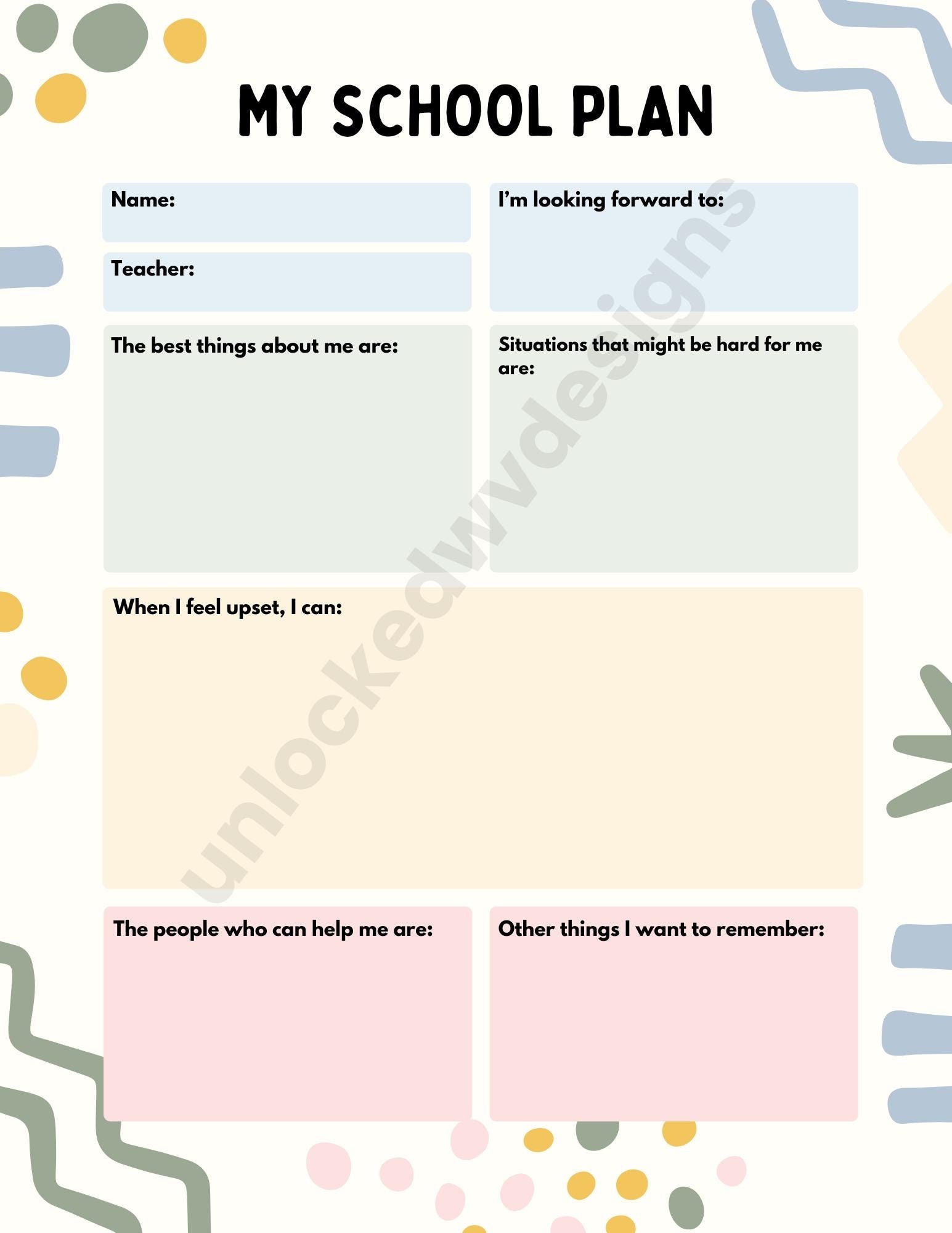 School Coping Plan, Therapy Resource, School Psychologist, School ...