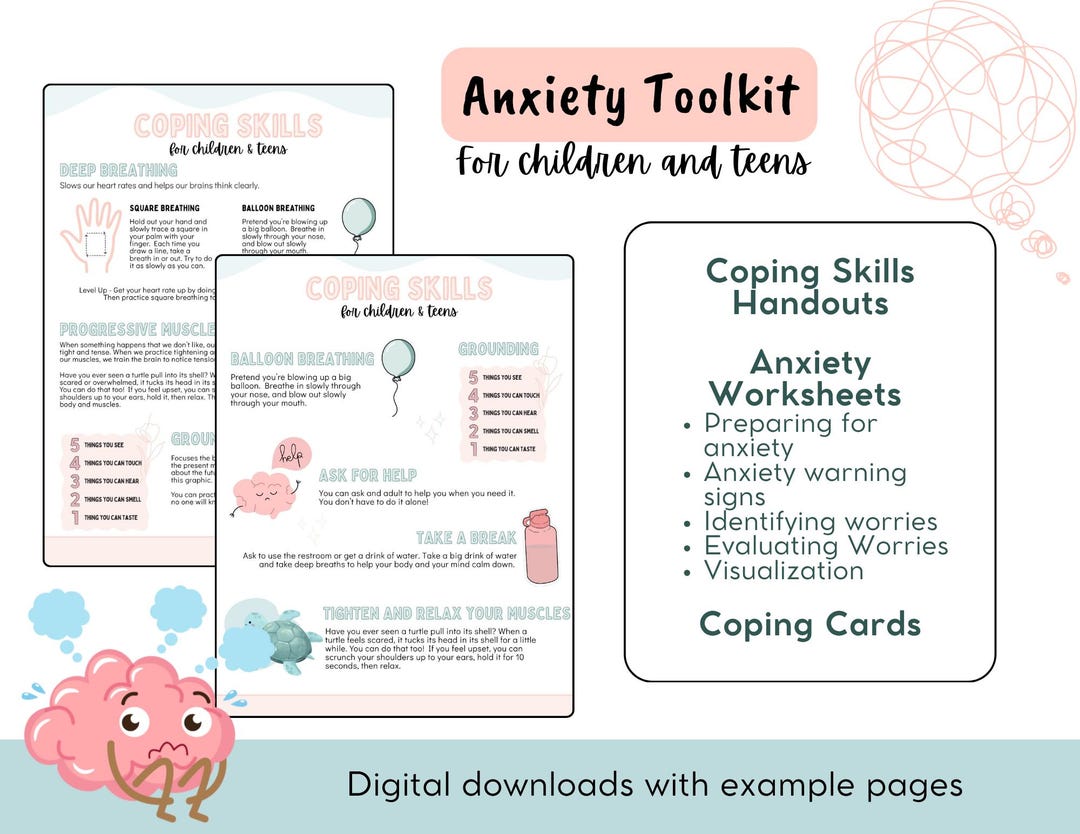 Anxiety Toolkit for Children & Teens: Coping Skills Worksheets (digital ...