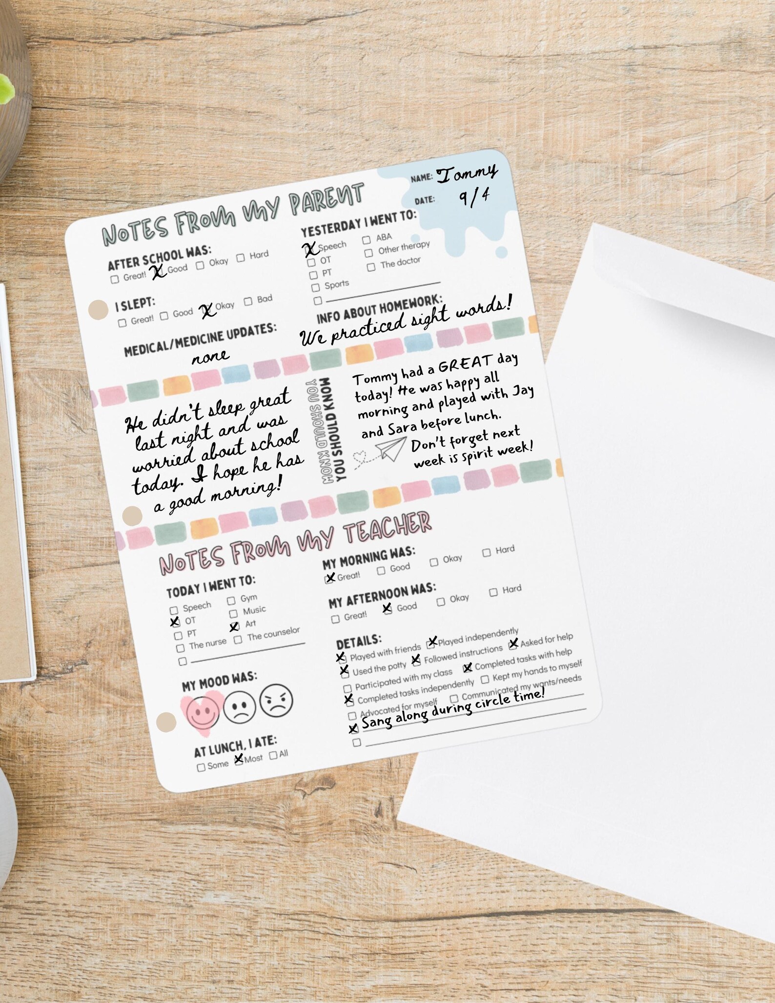 Note to School Template | School Note From Home | School Note | Note ...