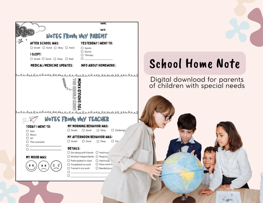 School Home Communication Note Template: Parent-teacher Mail (PDF) - Etsy