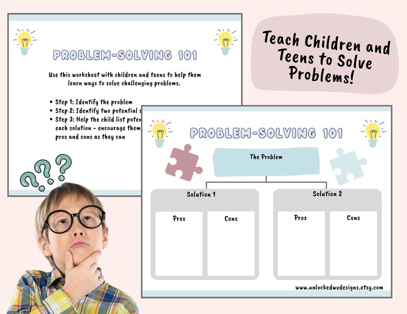 Problem Solving Worksheet for Kids, Therapy Aid, Cognitive Behavioral ...