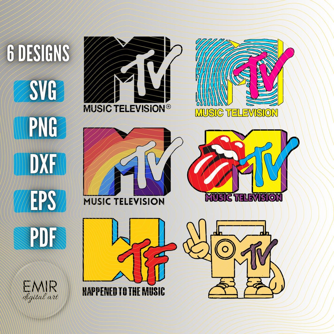 MTV SVG-PNG Bundle, Music Television Logo, 80's, 90's, Svg,png,dxf,eps ...